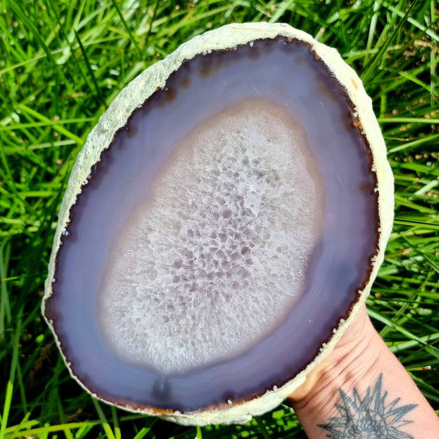 Agate & Clear Quartz Slice XL #1644 – Your PRANA Mineral Gallery